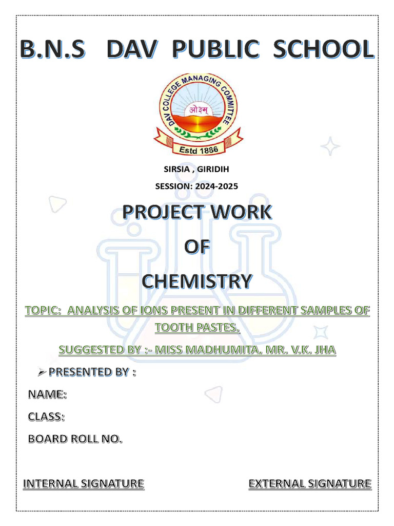Chem Cover Page [TOOTH PASTES | PDF