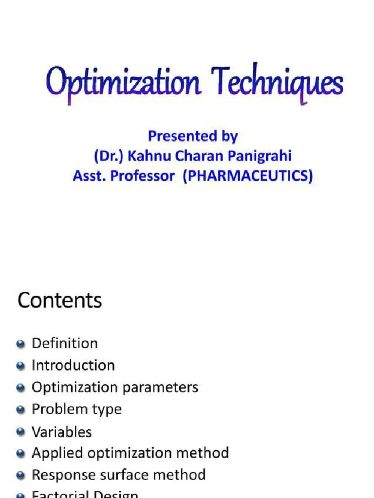 Optimization Tech Nique | PDF