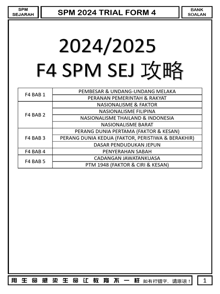 F4 SPM SEJ 特训班 PART 1 | PDF