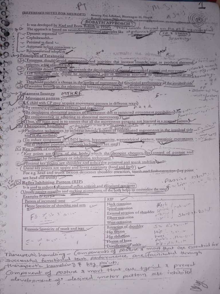 Bobath approach note | PDF | Anatomical Terms Of Motion | Joints