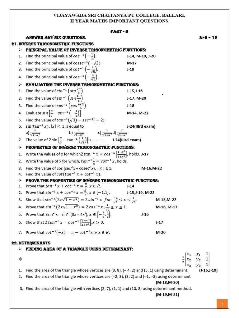 PUC-II Year Question Paper Pattern Final | PDF | Area | Sphere