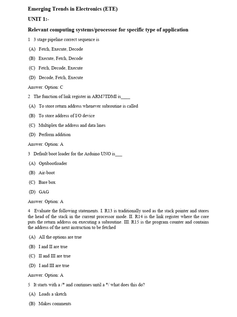 Emerging Trends in Electrronics MCQs | PDF | Lithium Ion Battery ...