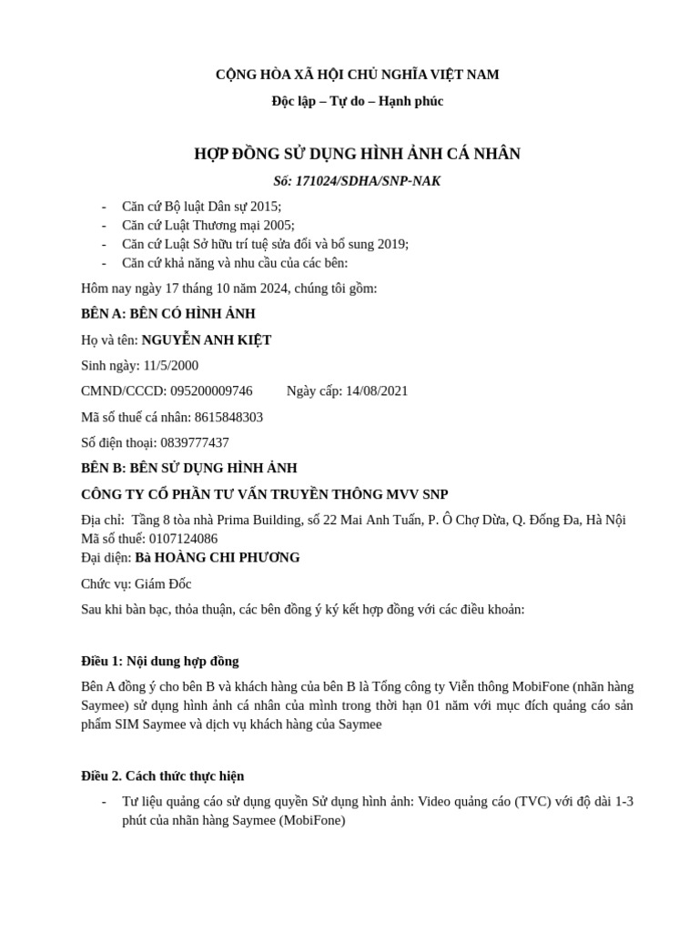 HĐ Su Dung Hinh Anh - Nguyen Anh Kiet | PDF