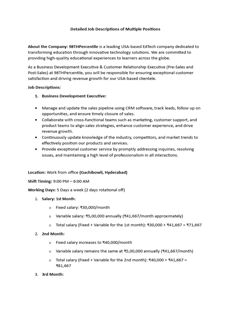 98th Percentile - Job Descriptions | PDF | Recruitment | Education Theory