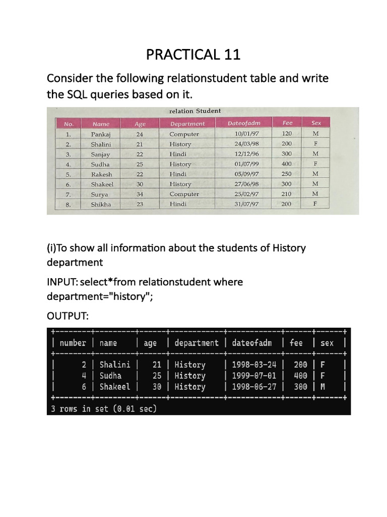 PRACTICAL 11&12 | PDF | Sql | Computer Programming