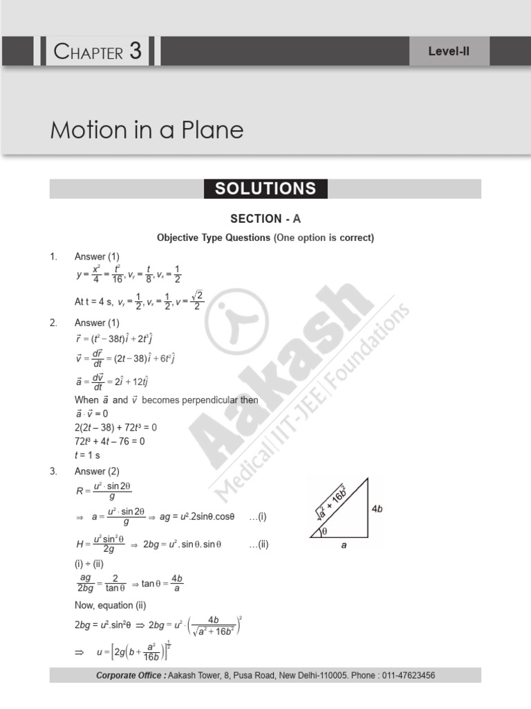 CLS - XIII Phy Target-1 Level-2 Chapter-3 | PDF | Applied And Interdisciplinary Physics | Motion ...