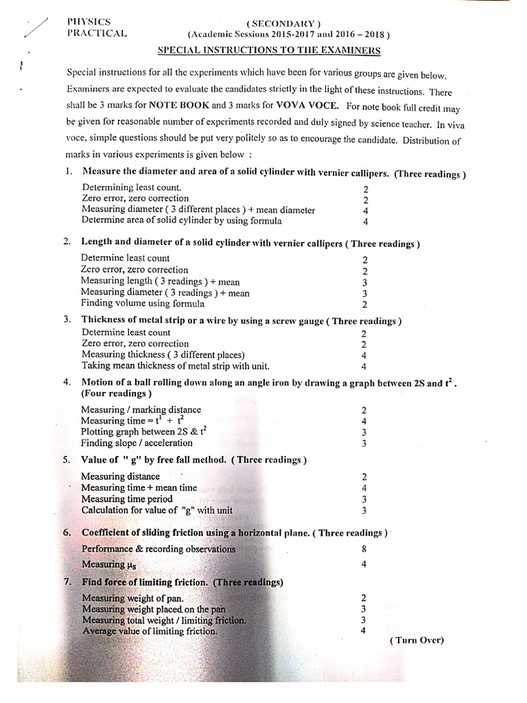 Physics Practical Papers 2018 | PDF