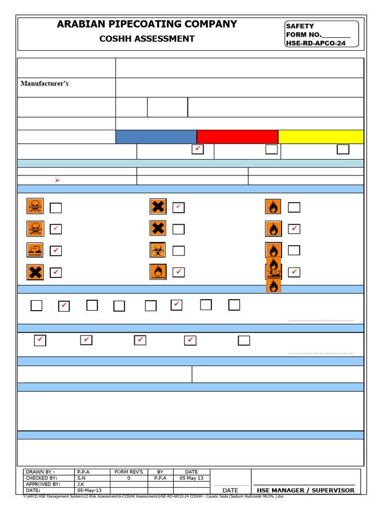 COSHH - Caustic Soda (Sodium Hydroxide 98.0%) | PDF | Sodium Hydroxide ...