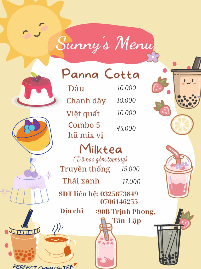 Pastel Cute Playful Illustrated Dessert Cafe Menu | PDF