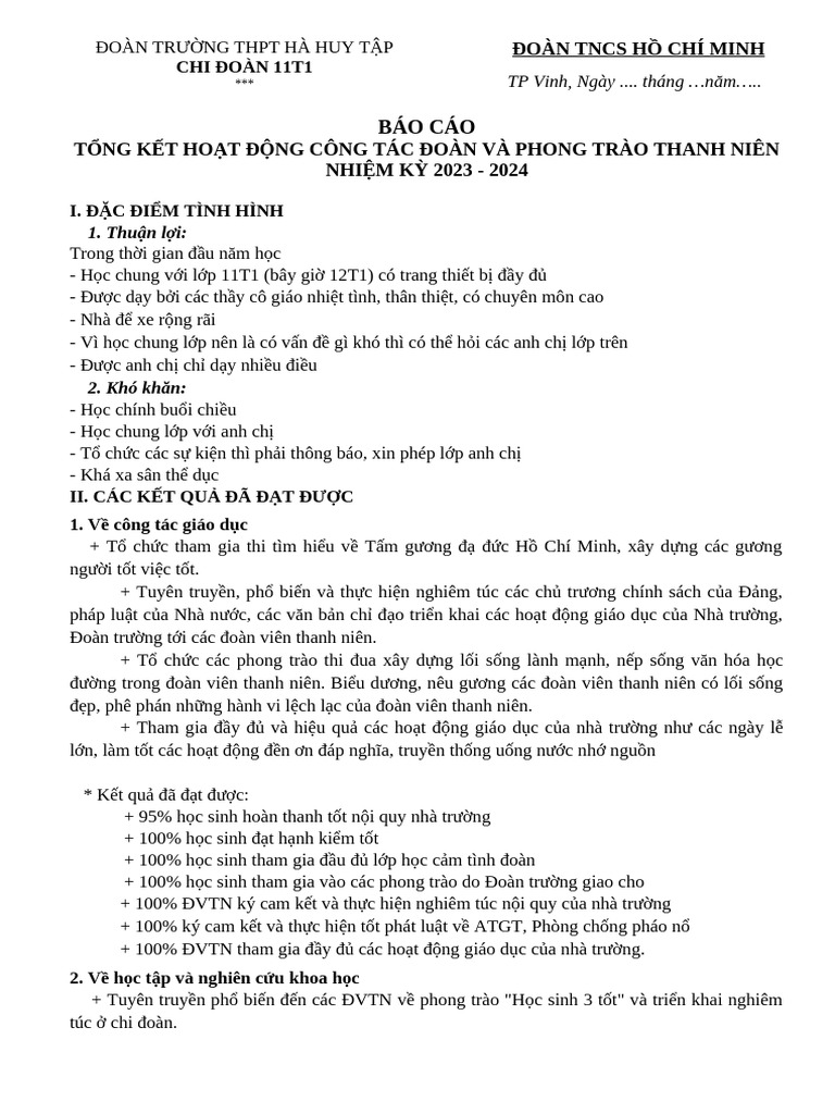 Bao Cao Tong Ket Va Phuong Huong | PDF