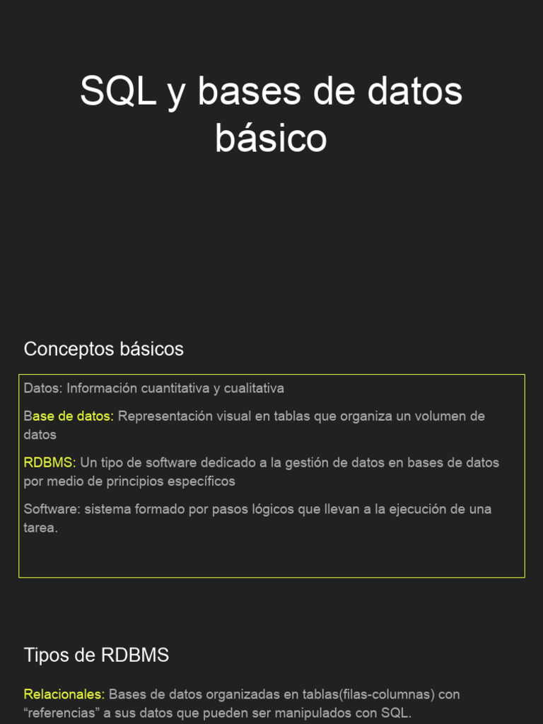 SQL y Bases de Datos Básico | PDF | SQL | Bases de datos