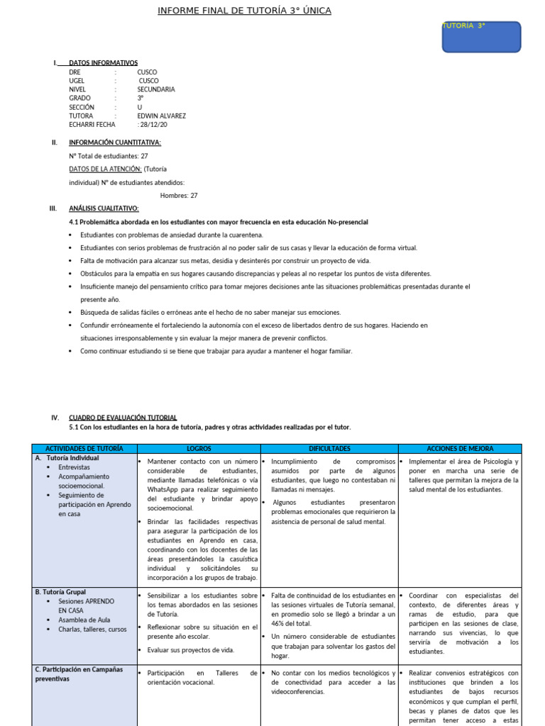 Informe Final de Tutoria 3 - Compress | PDF