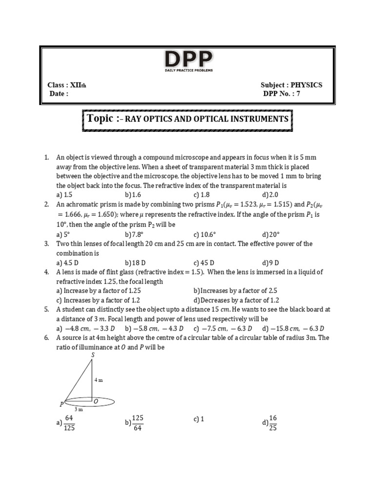 DPP-7 | PDF | Optics | Physical Phenomena