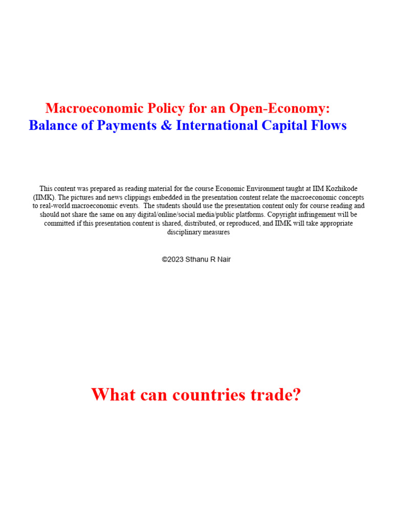 Open-Economy Macroeconomic Policy Guide | PDF | Capital Account ...
