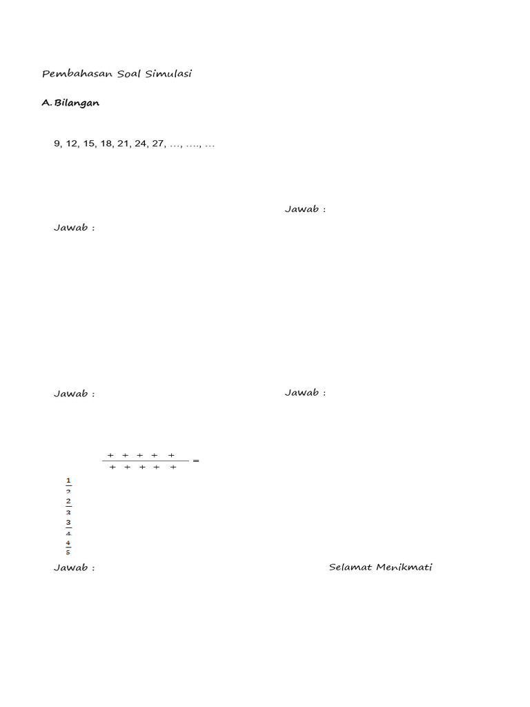 Pembahasan Soal Simulasi 8 No. 1-5 | PDF