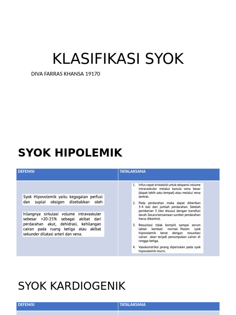 KLASIFIKASI SYOK | PDF