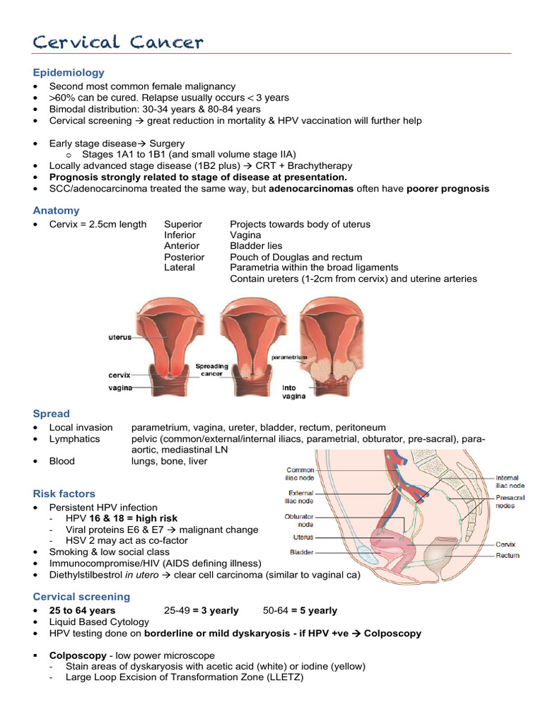 Cervical Cancer Overview and Management | PDF | Cervical Cancer ...