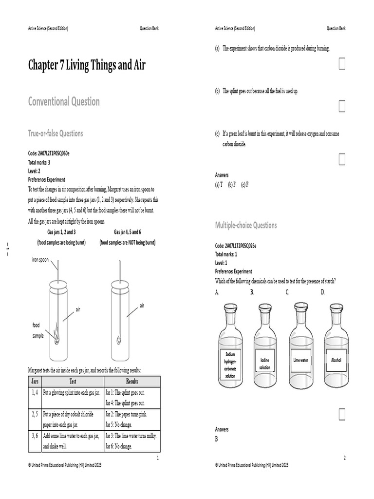 AS2E QuestionBank S2 01 ENG | PDF | Respiratory System | Oxygen
