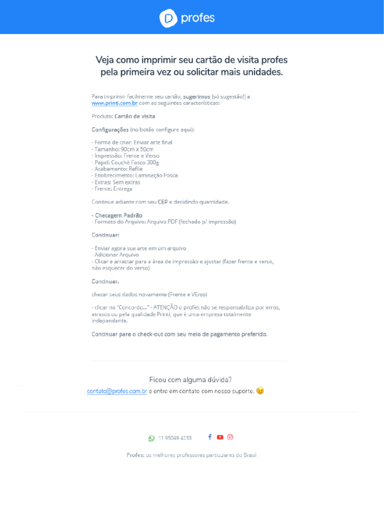 Como Imprimir Seu Cartão Profes | PDF