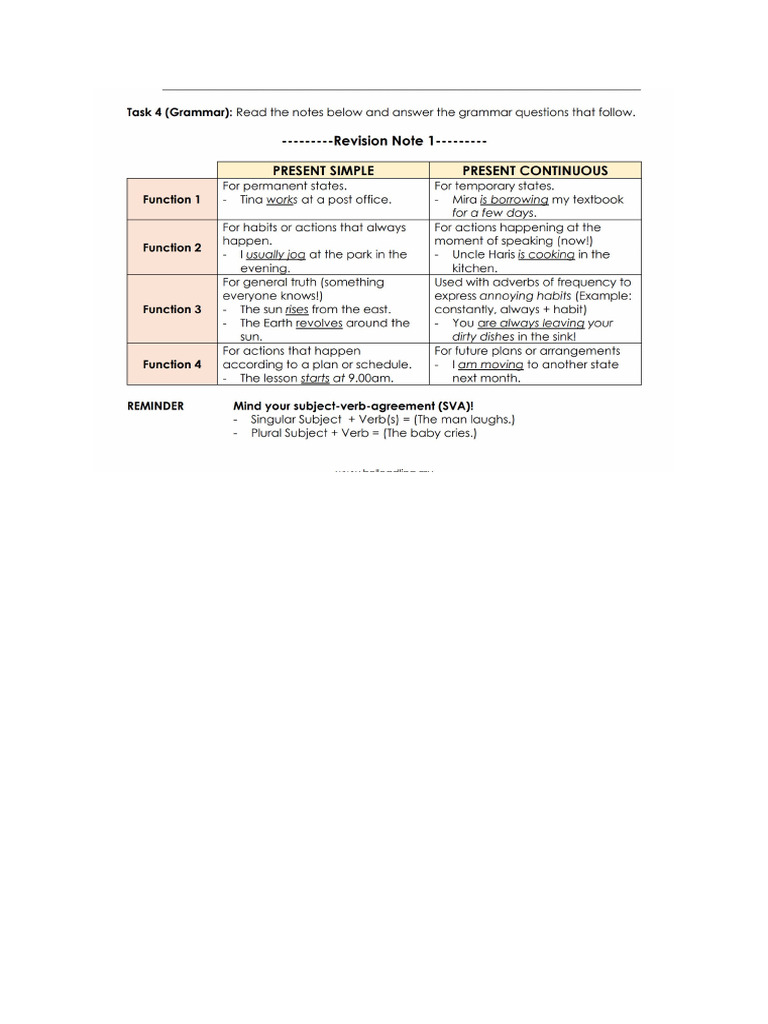 Present Simple Vs Present Continuous | PDF