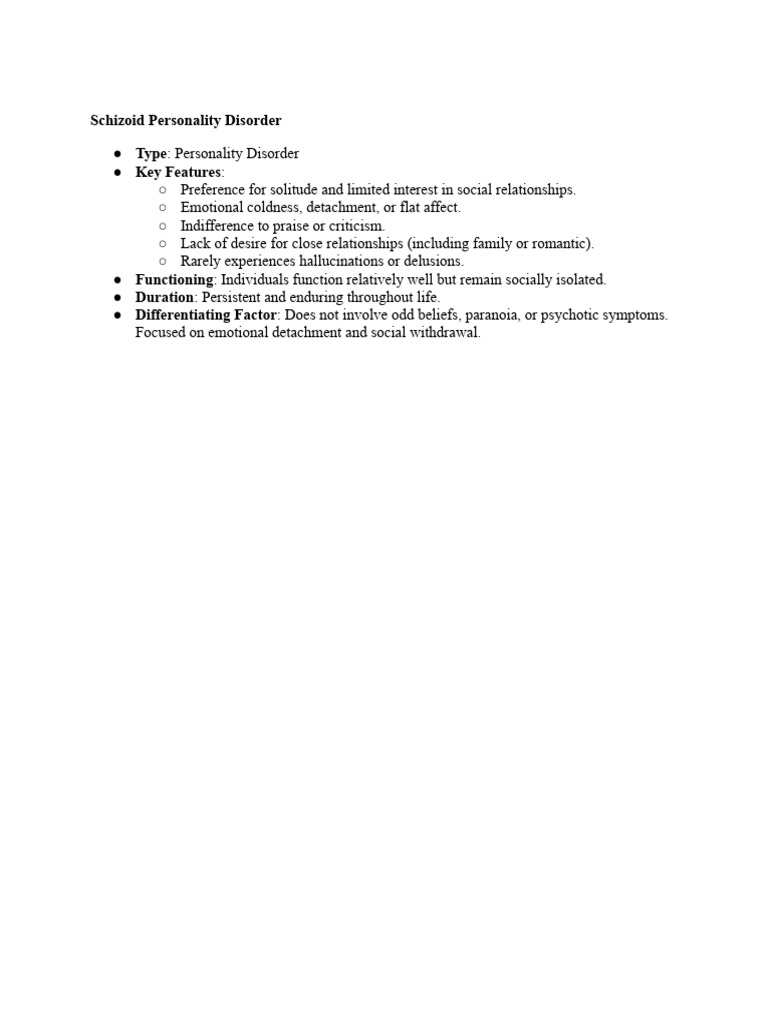 Schizoid Personality Disorder Guide | PDF