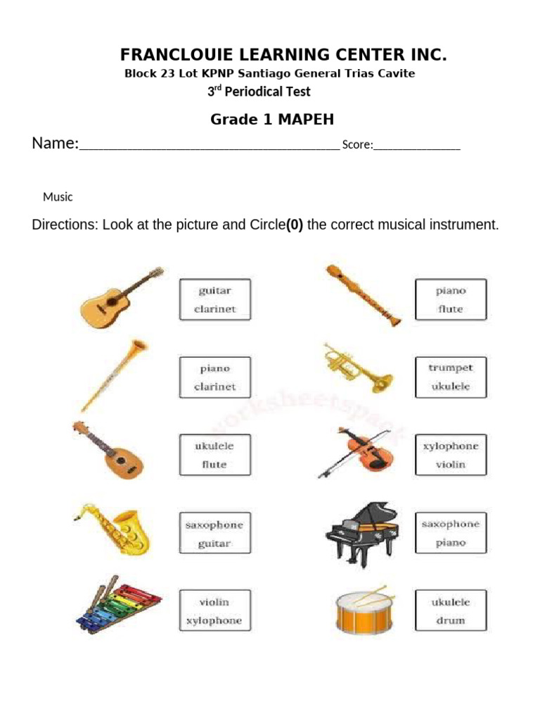MAPEH Grade1 Periodic Test | PDF | Water