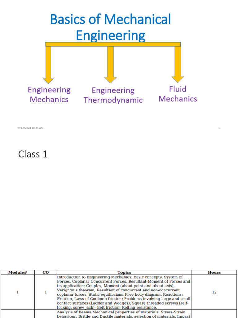 1 Engineering Mechanics - 1 - 2024-25 | PDF | Friction | Force