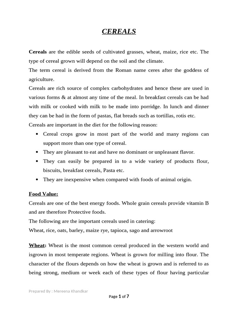 Cereal | PDF | Cereals | Flour