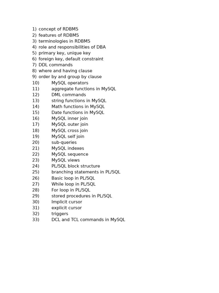 RDBMS and MySQL Essentials Guide | PDF
