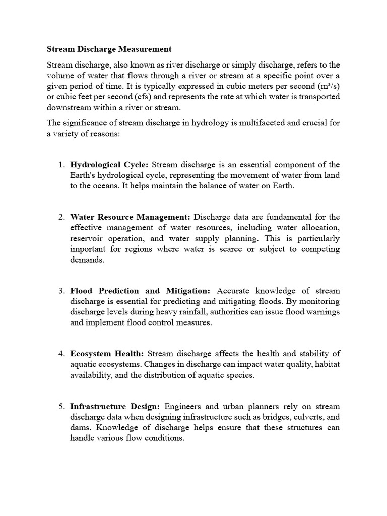 4.stream Discharge Measurement | PDF | Discharge (Hydrology) | Water