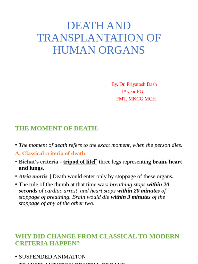Human Organ Death and Transplantation Guide | PDF | Organ ...
