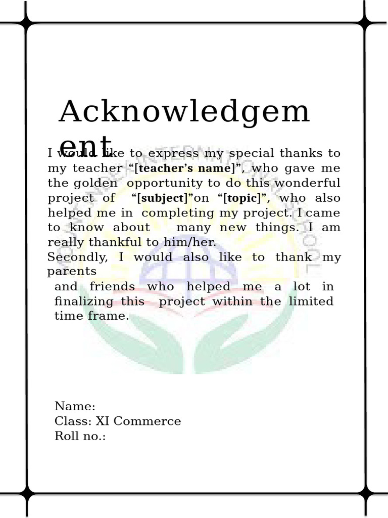 Class XI Project Acknowledgment | PDF