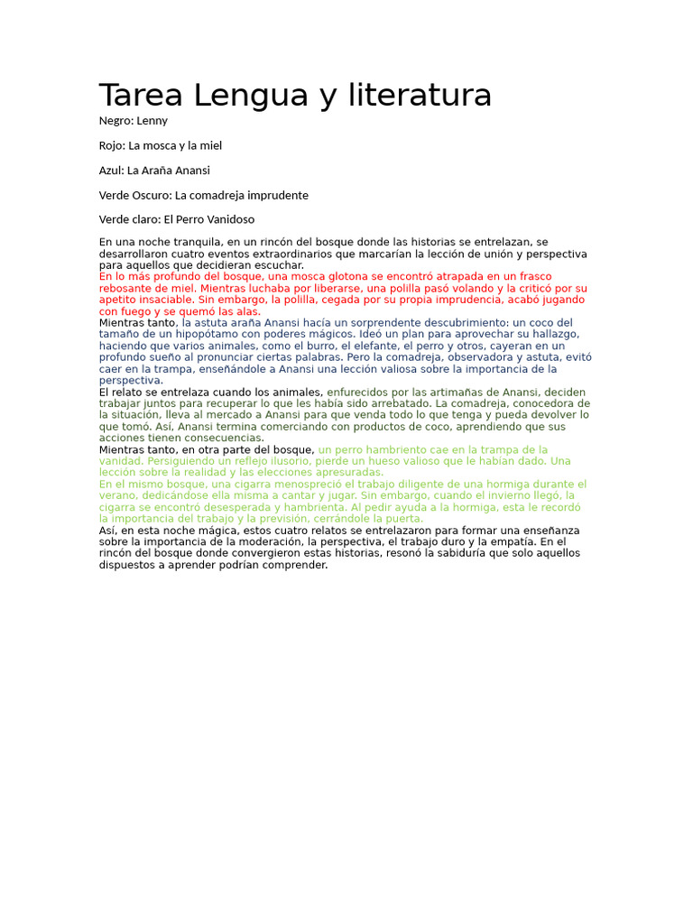 Tarea Lengua y Literatura | PDF