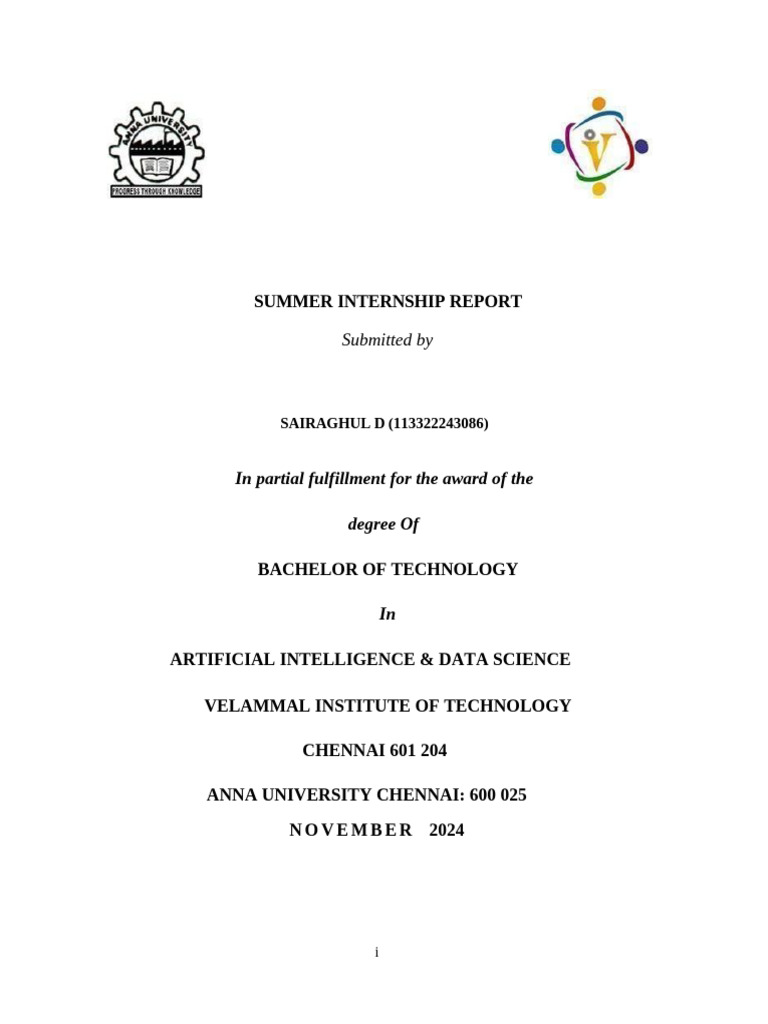 Summer Internship Report: Submitted by | PDF | Python (Programming Language) | Computer Programming