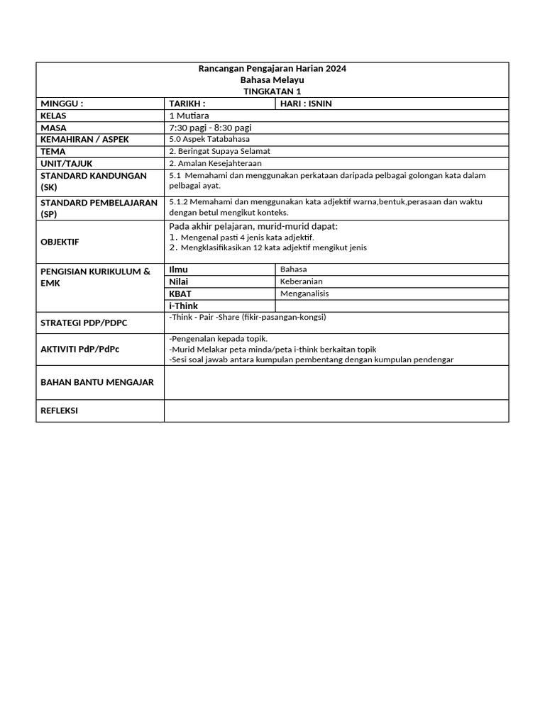 RPH Minggu Ke 4 2024 | PDF