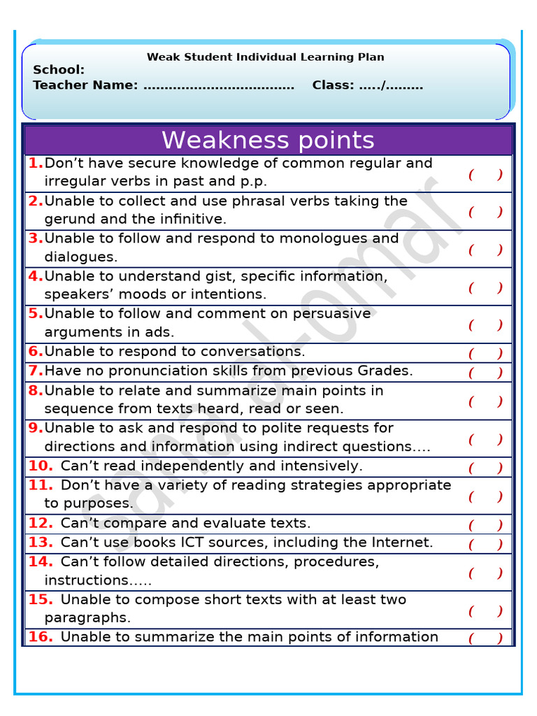 Weaknesses and Remedial Strategies in English | PDF | Languages ...