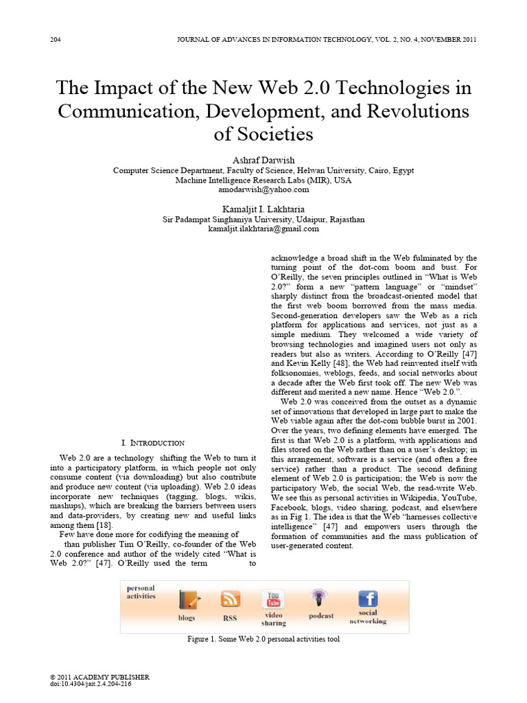 The Impact of The New Web 2.0 Technologies in Communication, Development, and Revolutions of ...