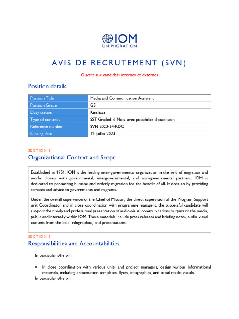 SVN 2023-34-RDC _ Media and Communication Assistant | PDF | Social Media | Popular Culture ...