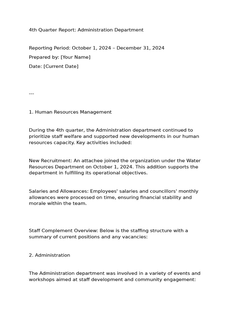 Admin 4th Quarter Report | PDF | Economies | Business