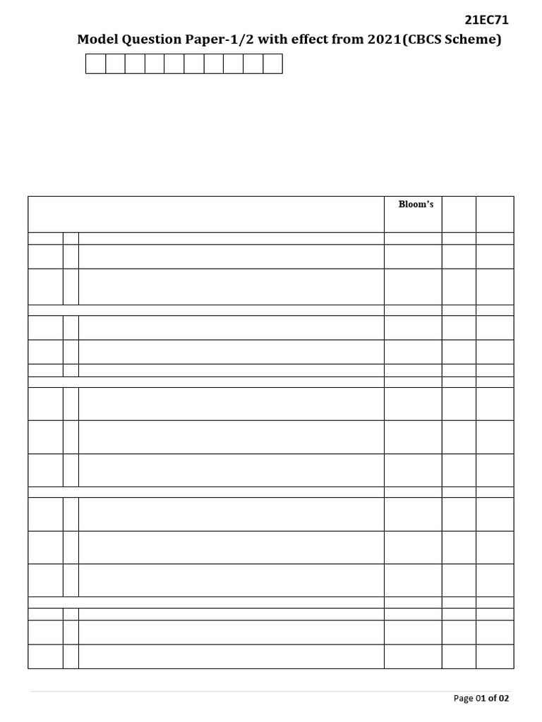 Model Question Paper Templet 7 Sem (2021 Scheme) | PDF | Computer ...