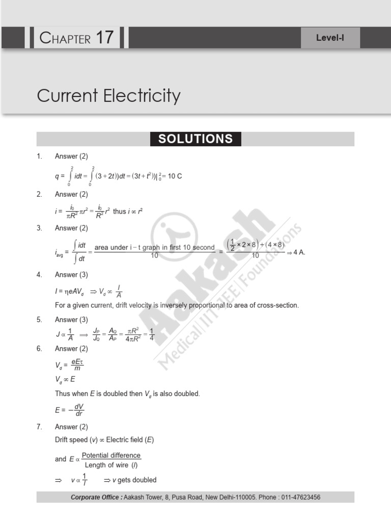 Current Electricity Assignment Solutions | PDF | Electromagnetism | Electricity