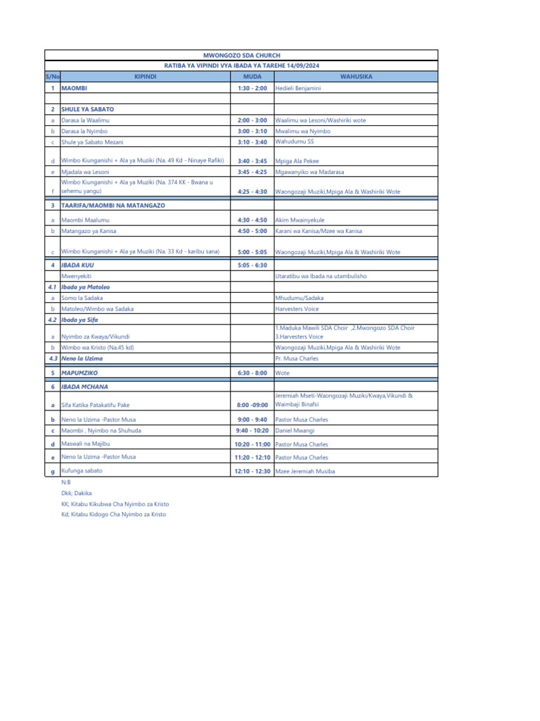 Ratiba 14 Sept 2024 | PDF