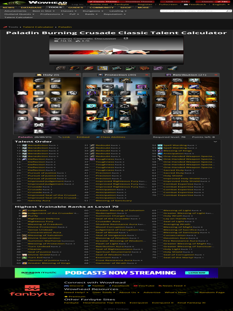 Paladin Talent Calculator for TBC | PDF