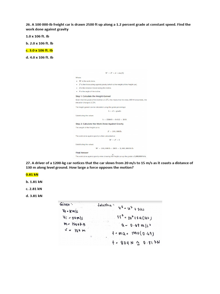 Work and Energy Calculations in Physics | PDF | Force | Mechanical ...