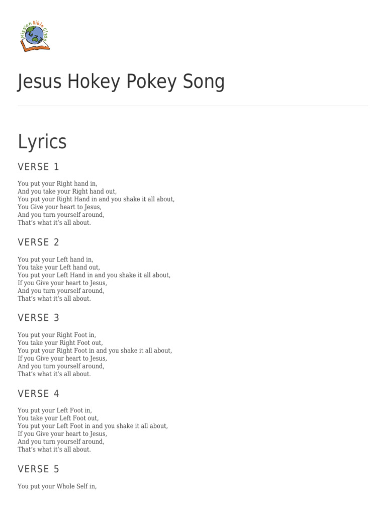 Jesus Hokey Pokey Song Lyrics | PDF