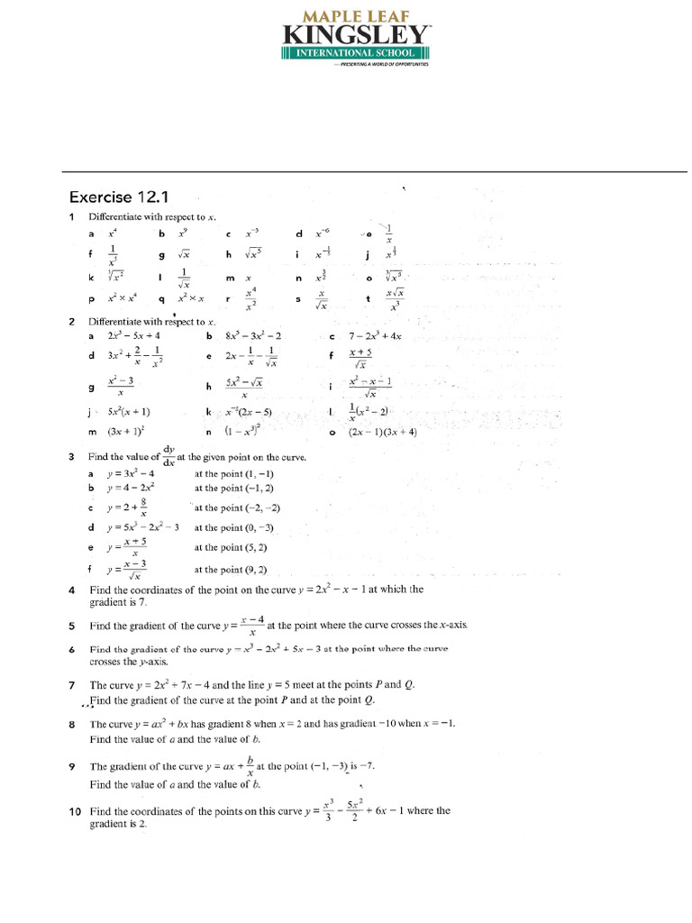 Ch12 Differentiation 1 | PDF