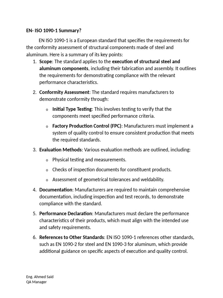 EN- ISO 1090-1 summary | PDF | Quality Assurance | Standardization