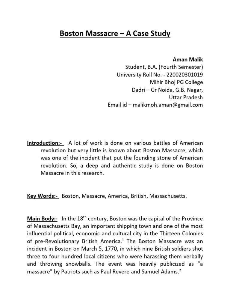 Boston Massacre - A Case Study | PDF