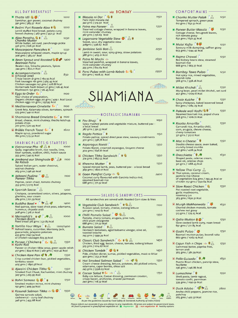 Shamiana Ala Carte Menu | PDF