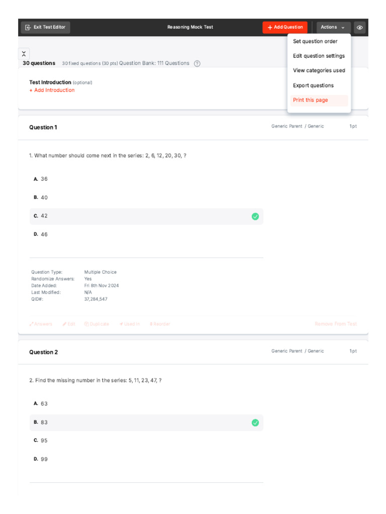 ClassMarker Manage Test | PDF | Multiple Choice | Evaluation Methods